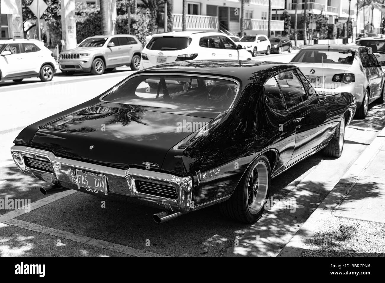 Miami Beach, Florida USA - June 9, 2024: 1968 pontiac gto black at ocean drive miami beach Stock ...
