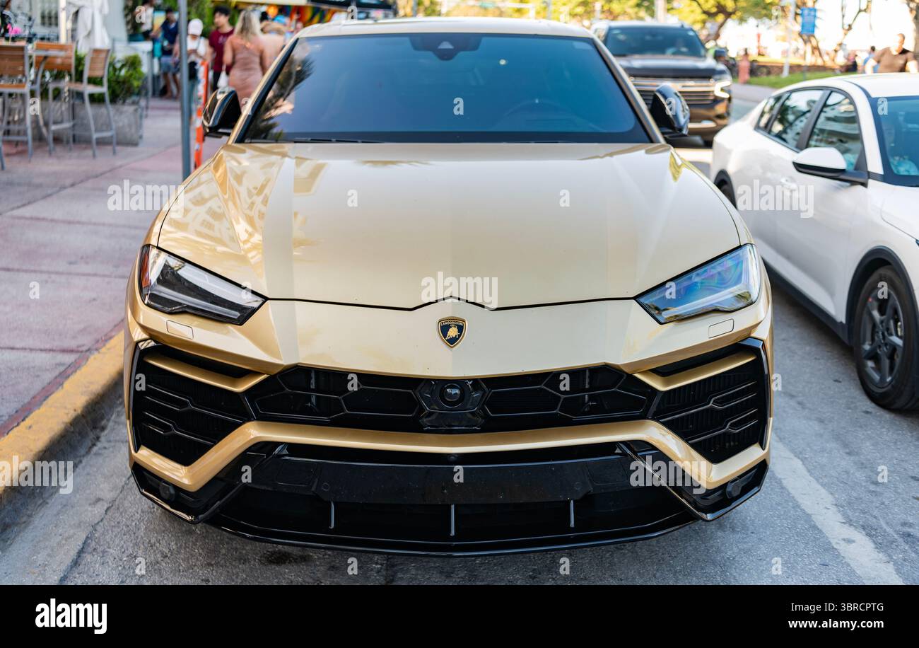 Miami, Florida, USA - April 07, 2025: Car Lamborghini Urus parked ...