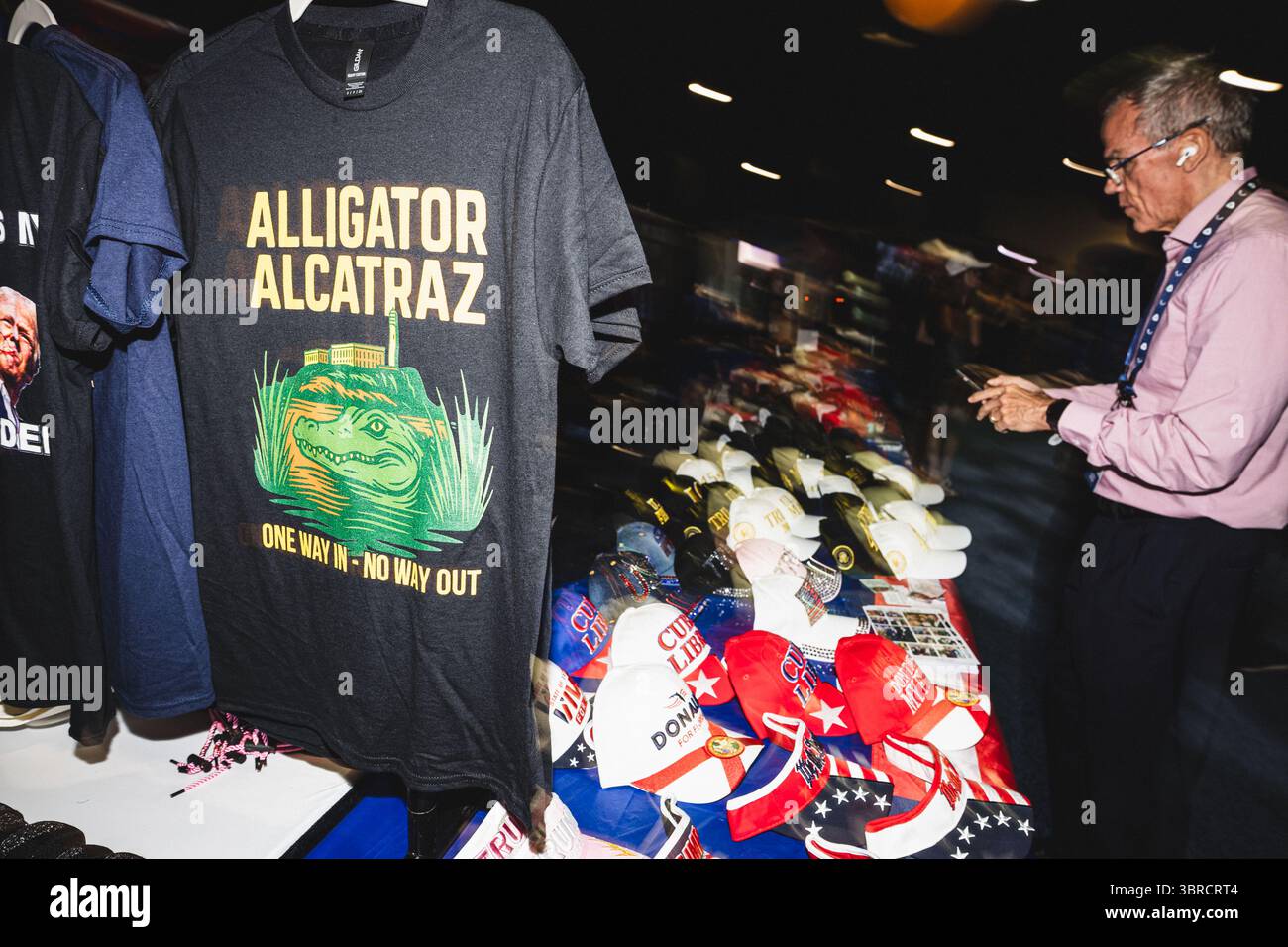 Tampa, Florida, USA. 11th July, 2025. Alligator Alcatraz merch at ...