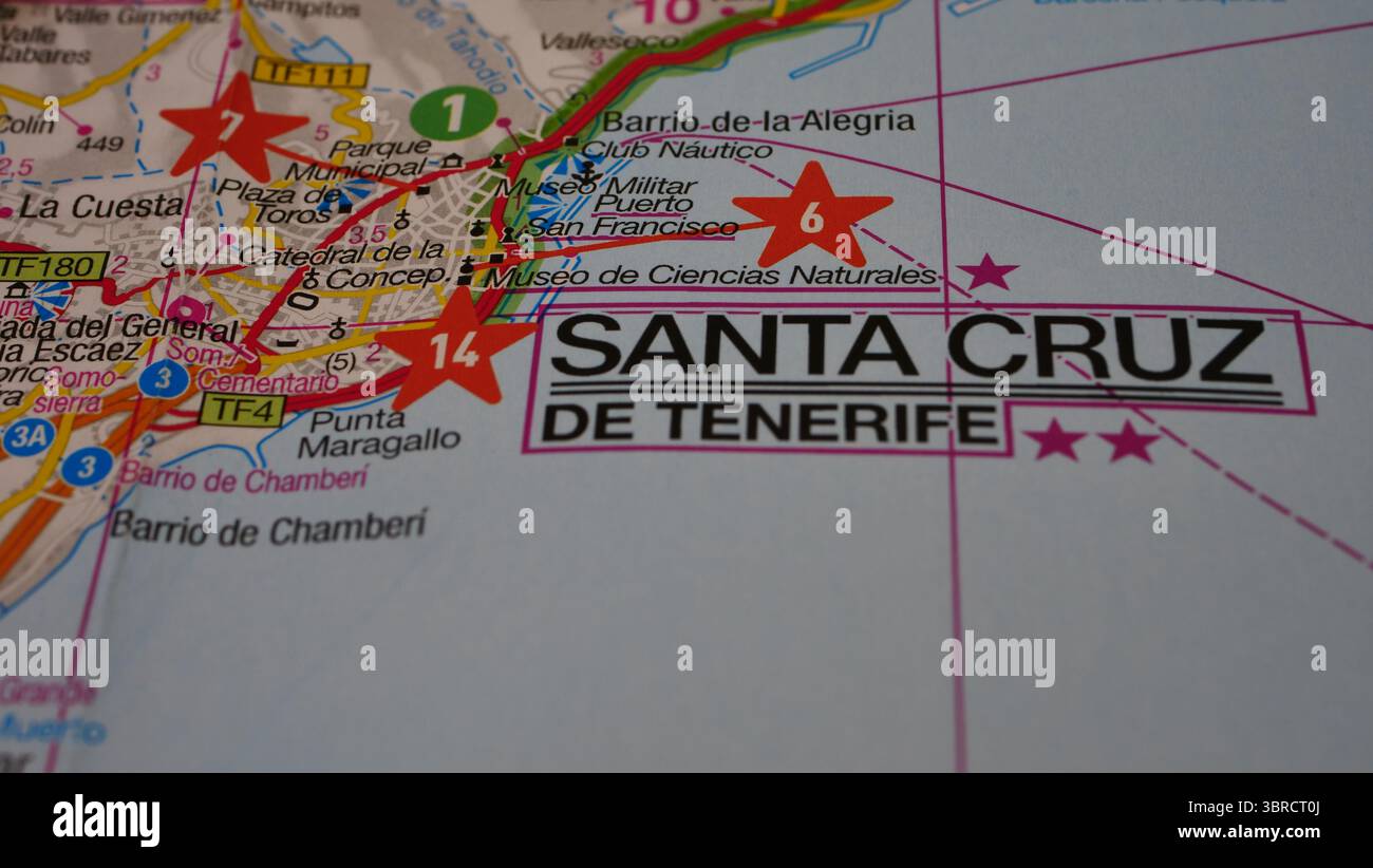 A map of Santa Cruz de Tenerife, Tenrife island Stock Photo - Alamy