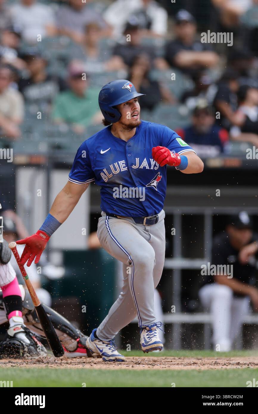 CHICAGO, IL - JULY 09: Addison Barger #47 of the Toronto Blue Jays bats ...