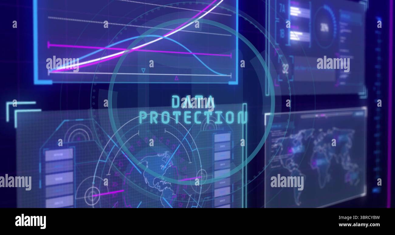 Digital interface displays glowing world hi-res stock photography and ...