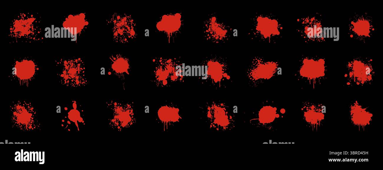 Blood splatter texture set. Realistic red stains, drops, and smears for ...