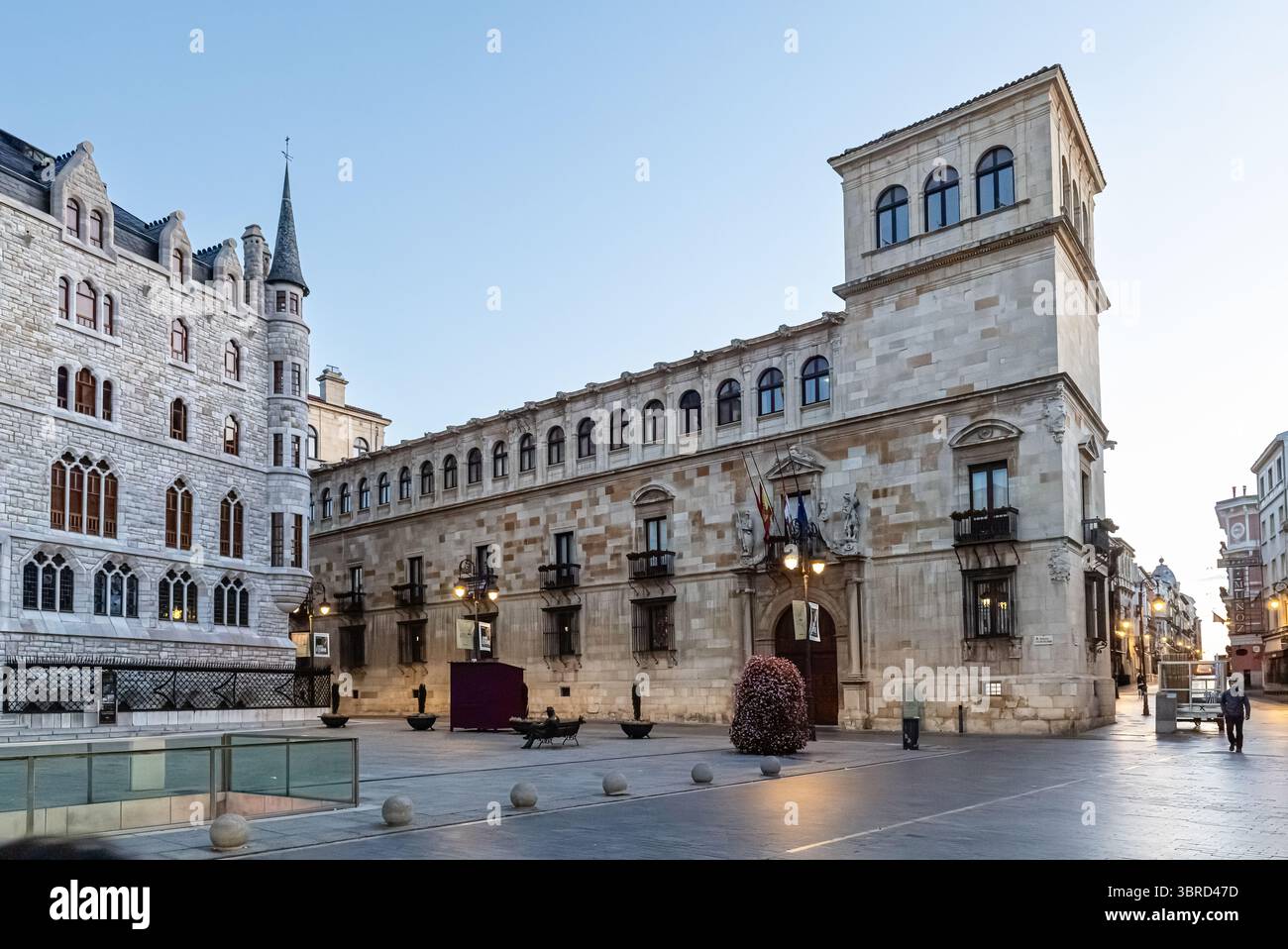 Facade of the medieval building called the Guzman Palace, now converted ...