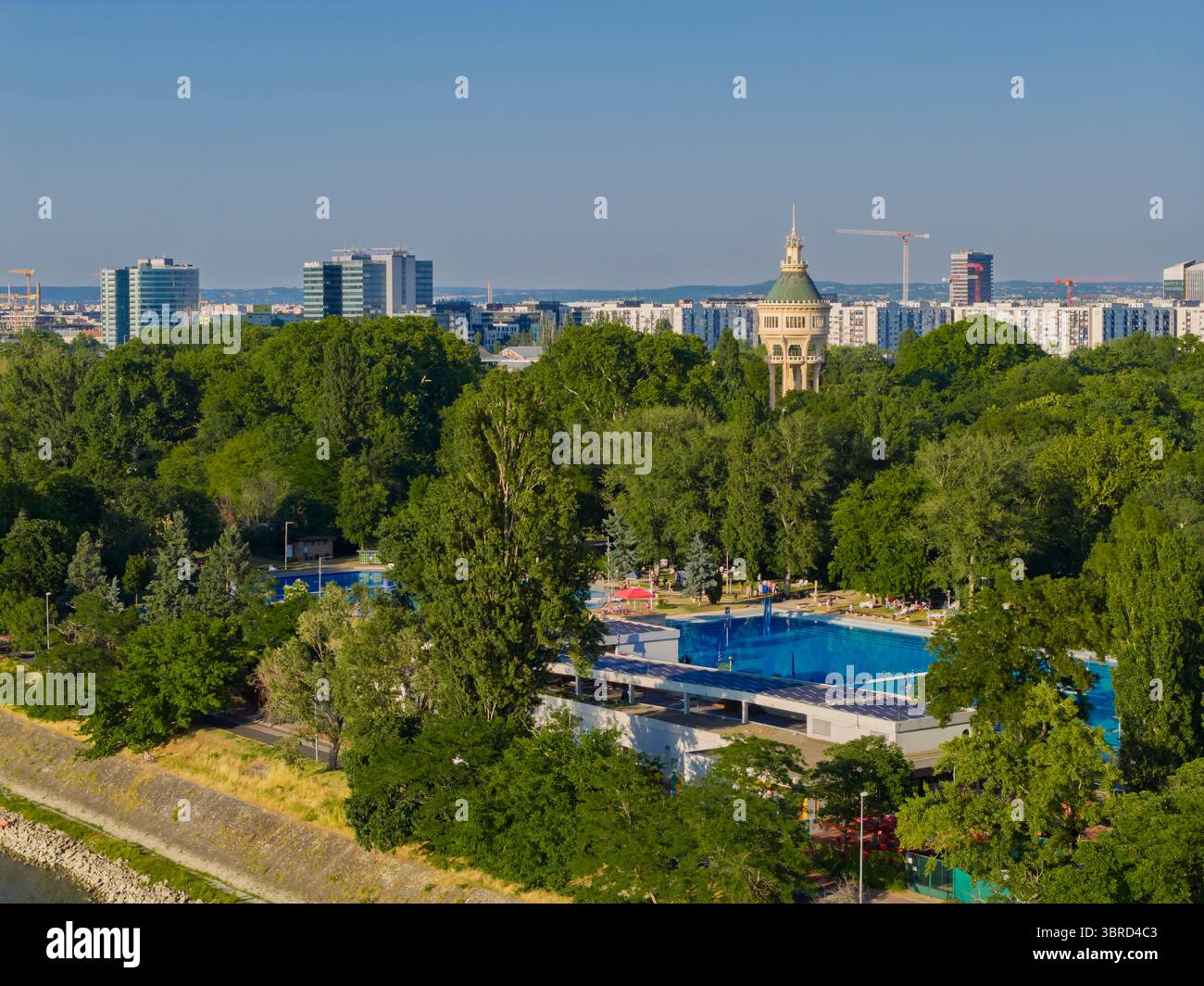 Hungary, Budapest, Margit island, Palatinus Strand beach is a very ...