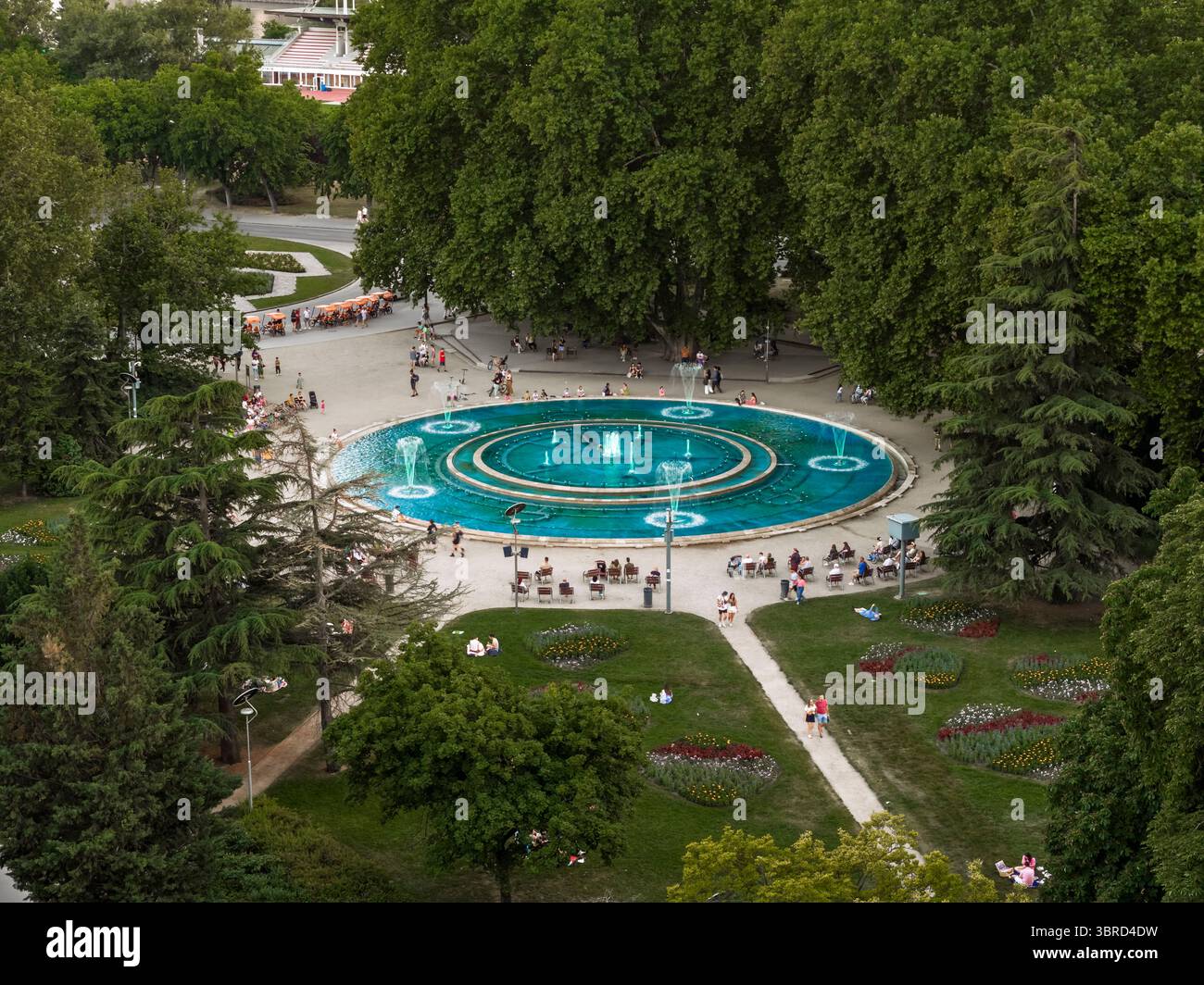 Hungary, Budapest, Margit sziget. Famous sight the Music fountain on ...