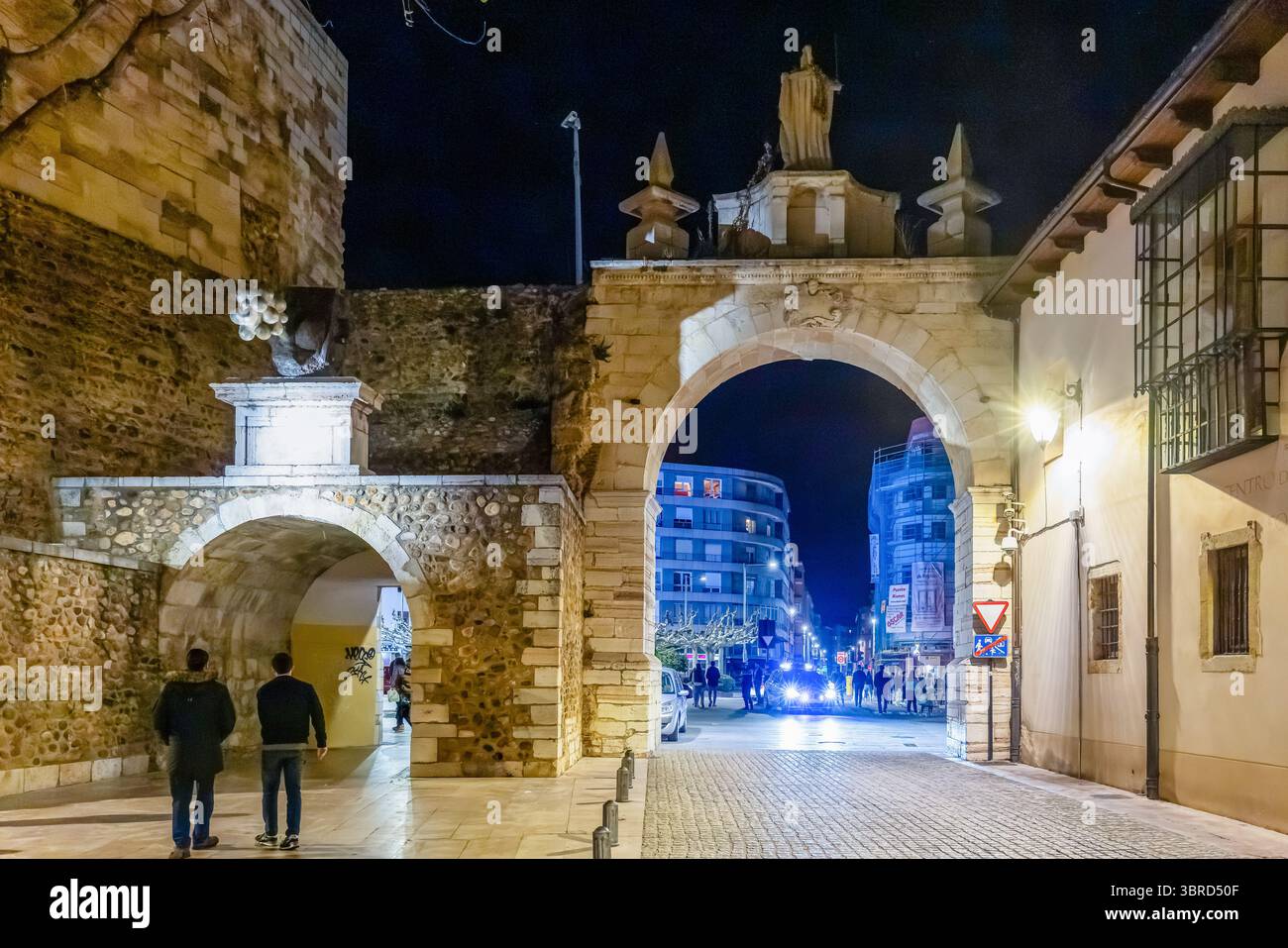 Medieval gateway to the historic city center called the Carcel Arch in ...