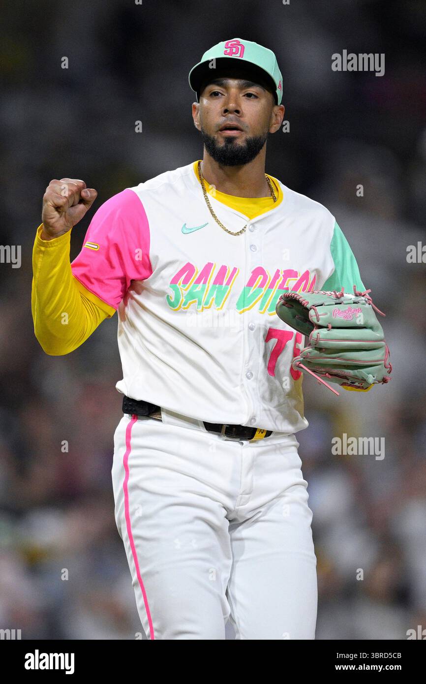 San Diego Padres' Robert Suarez celebrates after the Padres defeated ...