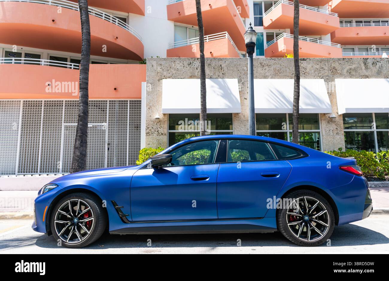 Miami, Florida, USA - April 13, 2025: BMW i4 M50 2023 electric car ...