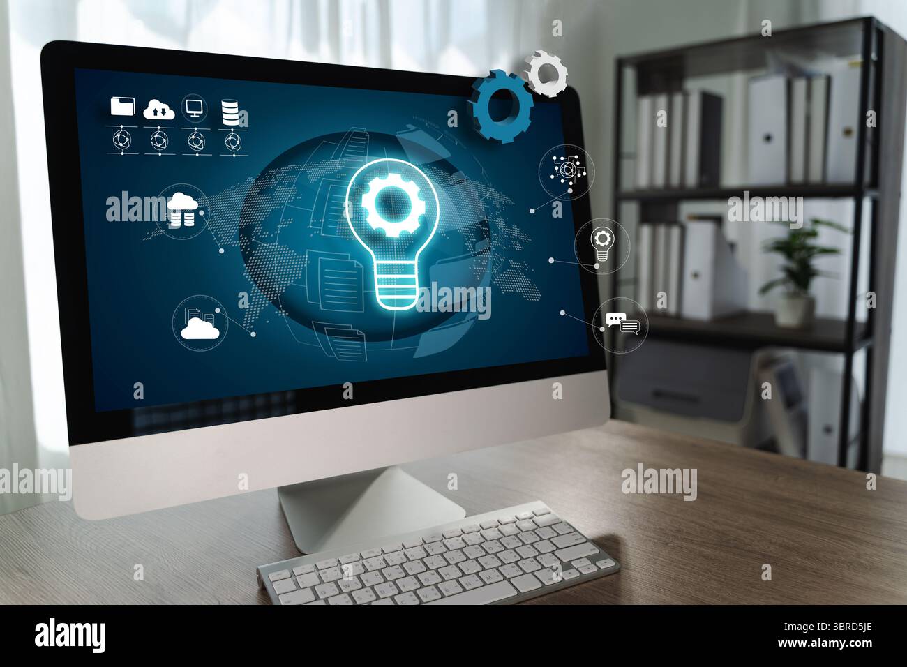 A collaboration tools modern computer monitor displaying digital ...