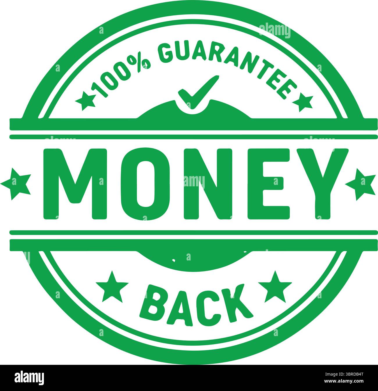 Money back guarantee label with checkmark, refund guarantee seal or ...