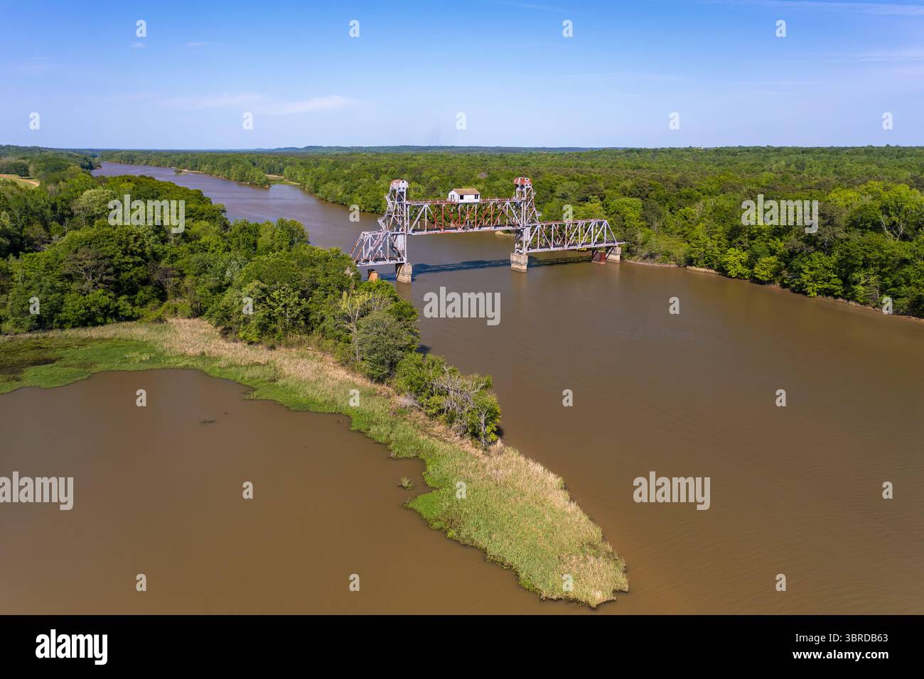 Aerial view of the bridge stretching over the Chattahoochee River, a ...