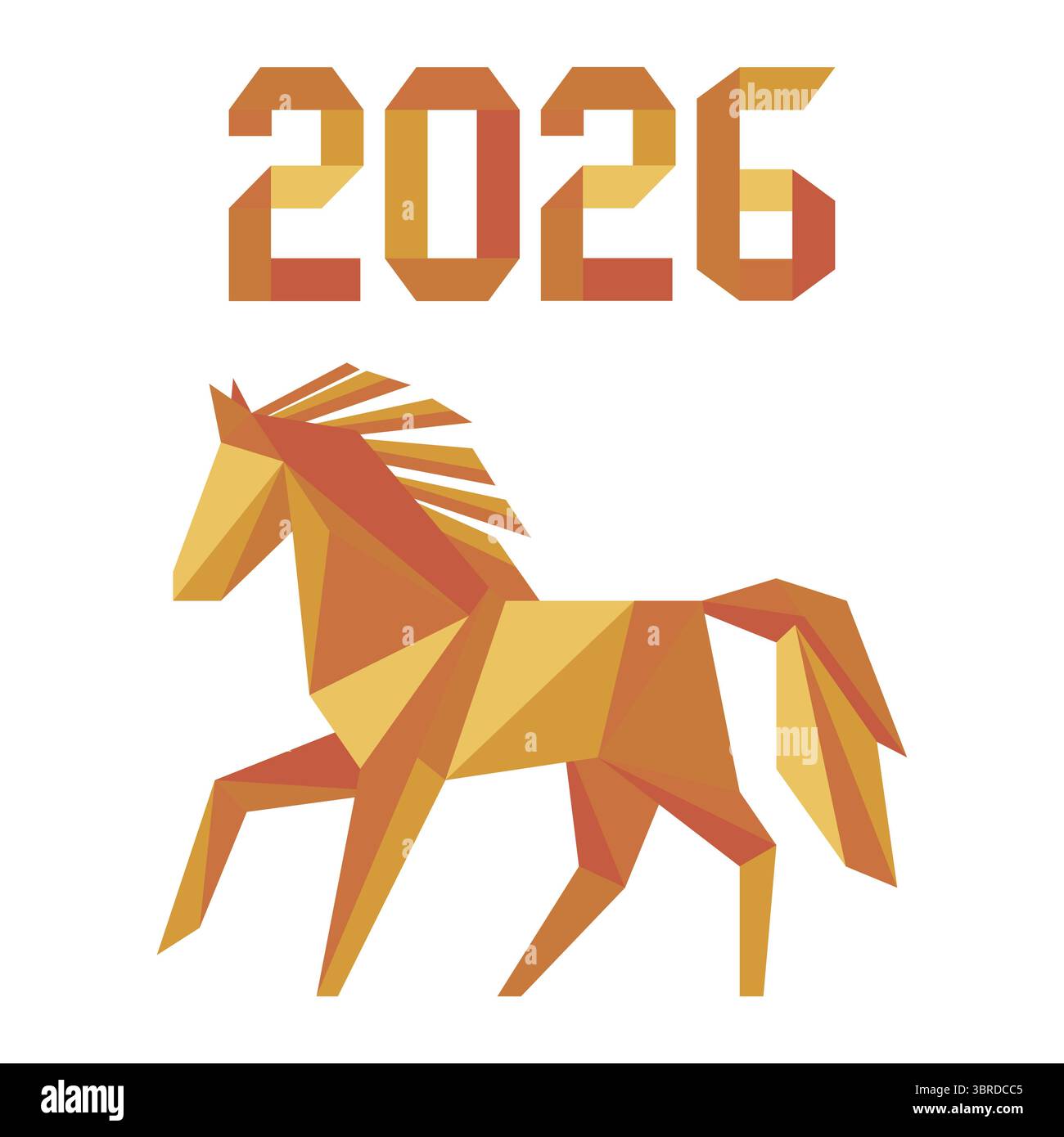 Happy new year Vector illustration Origami Symbol of 2026 on Chinese ...