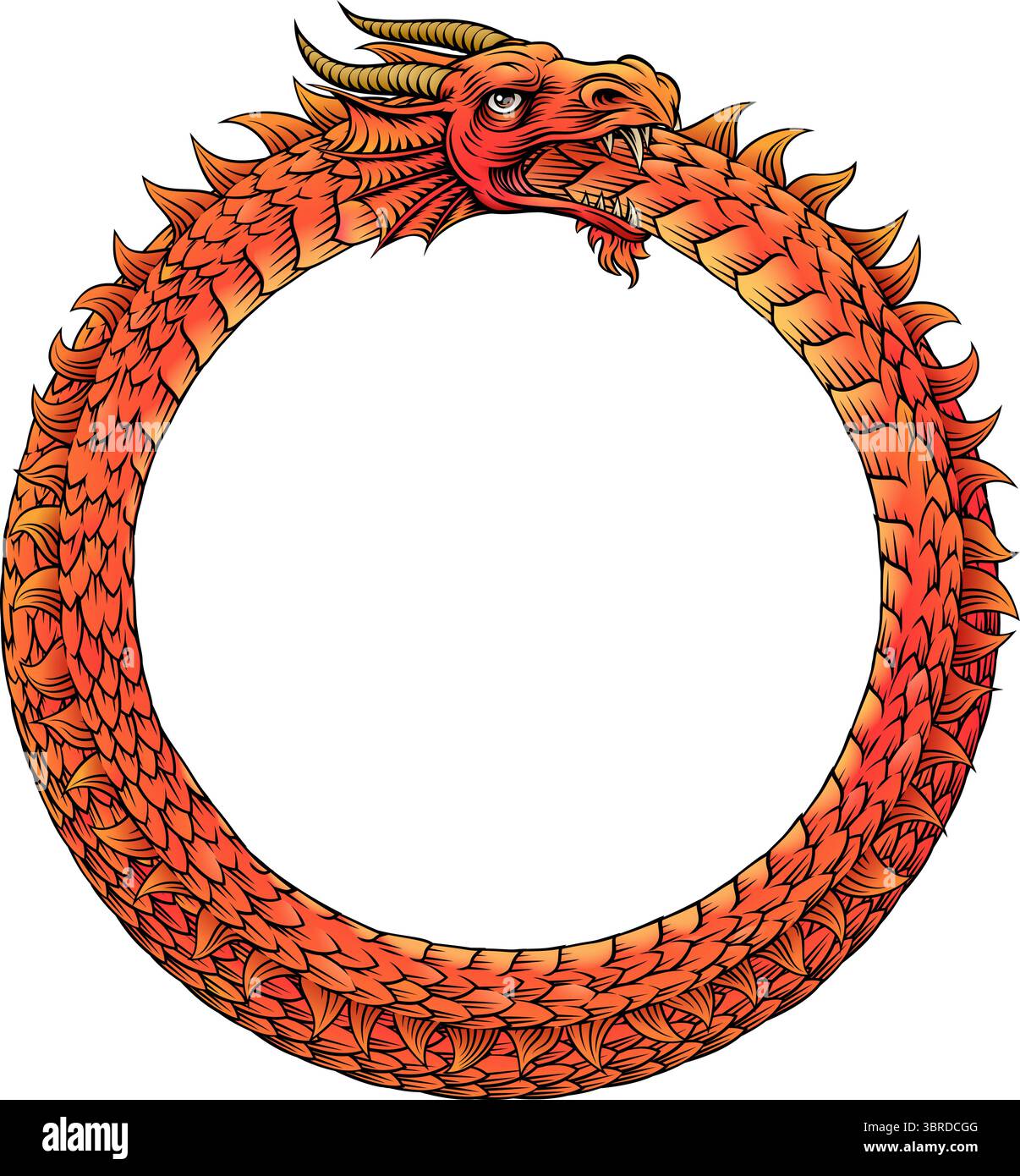 Ouroboros Circle Dragon Eating Circular Tail Stock Vector Image & Art ...