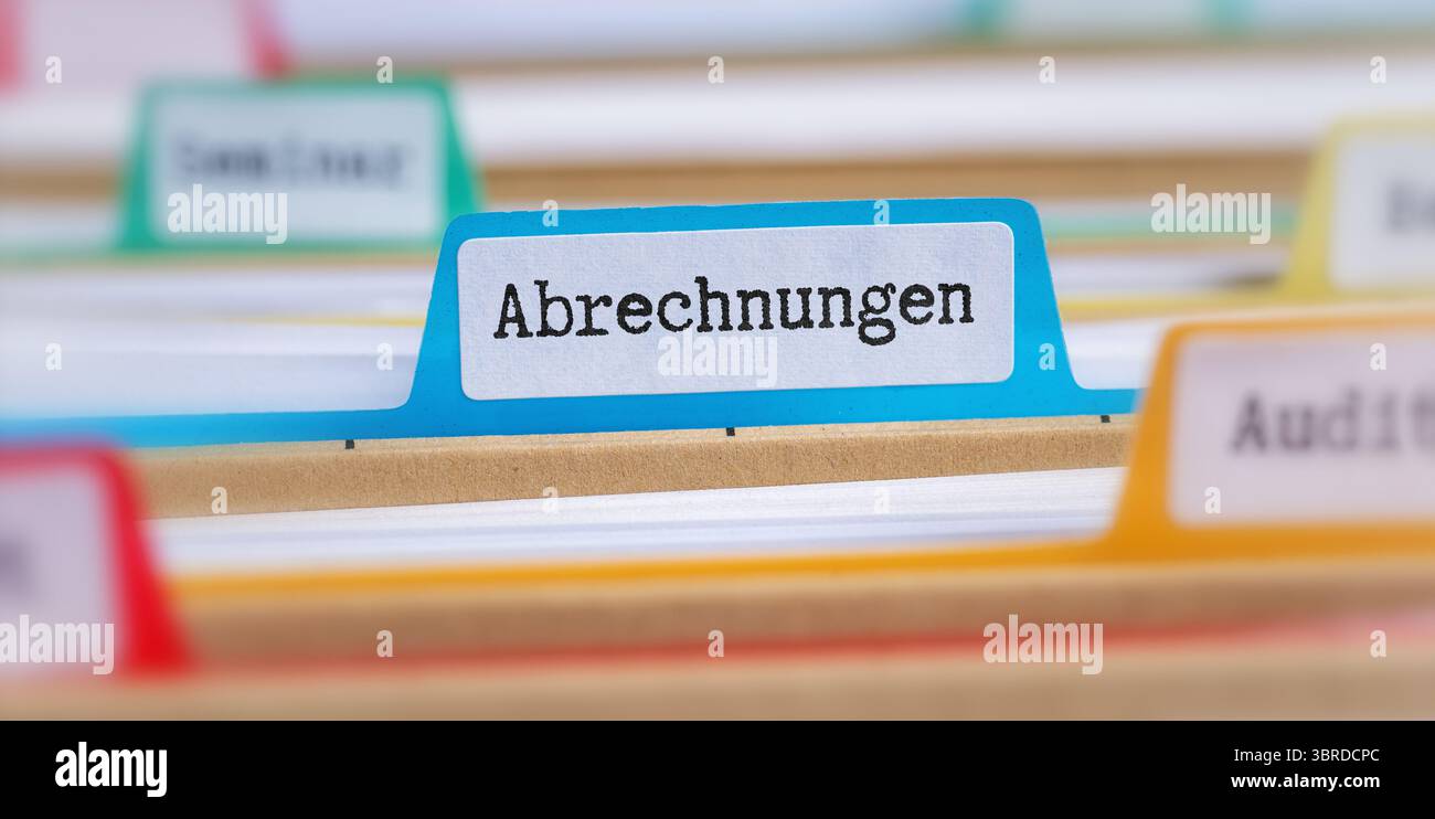 File folders with a tab labeled Statements in german - Abrechnungen ...
