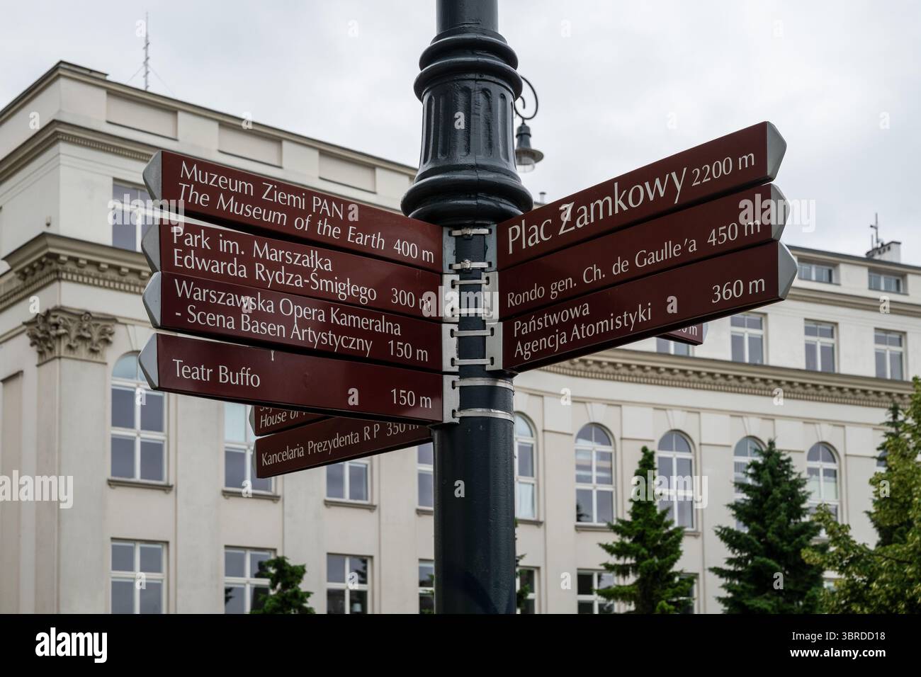 Warsaw, Poland 28 June 2025 signs giving directions to main landmarks ...