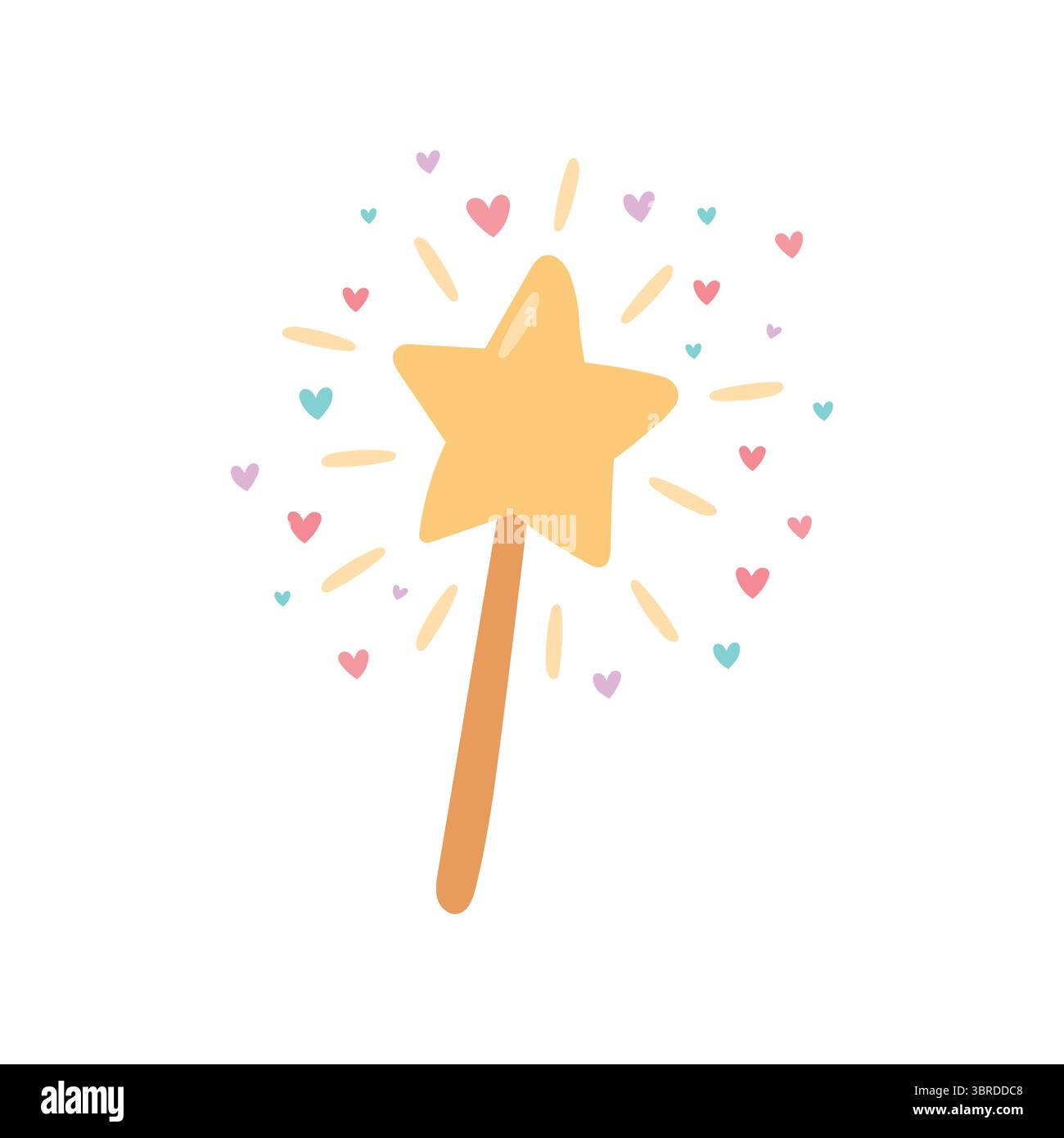 Golden star wand sparkles with floating hearts and magical energy in ...