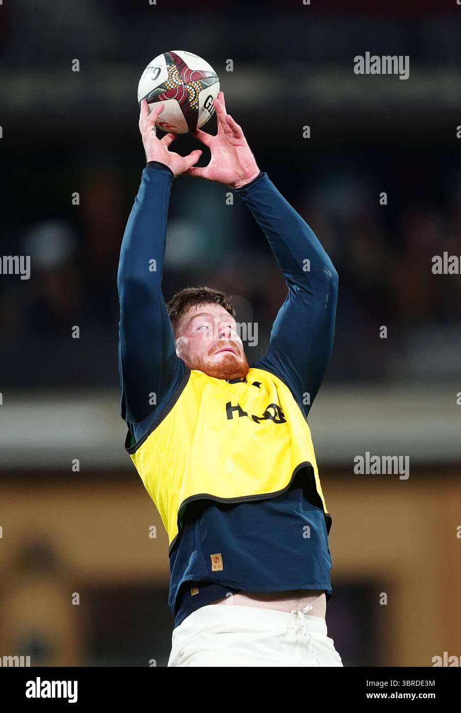 British and Irish Lions' Joe McCarthy warming up before the Qatar ...