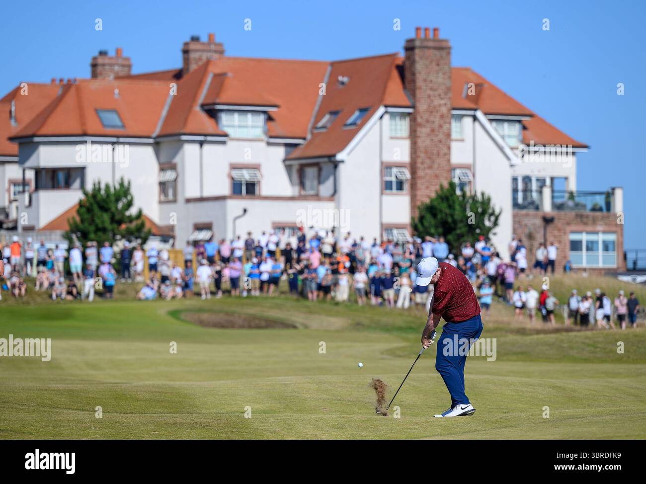 Scotlands Robert MacIntyre plays his third shot on the second hole on ...
