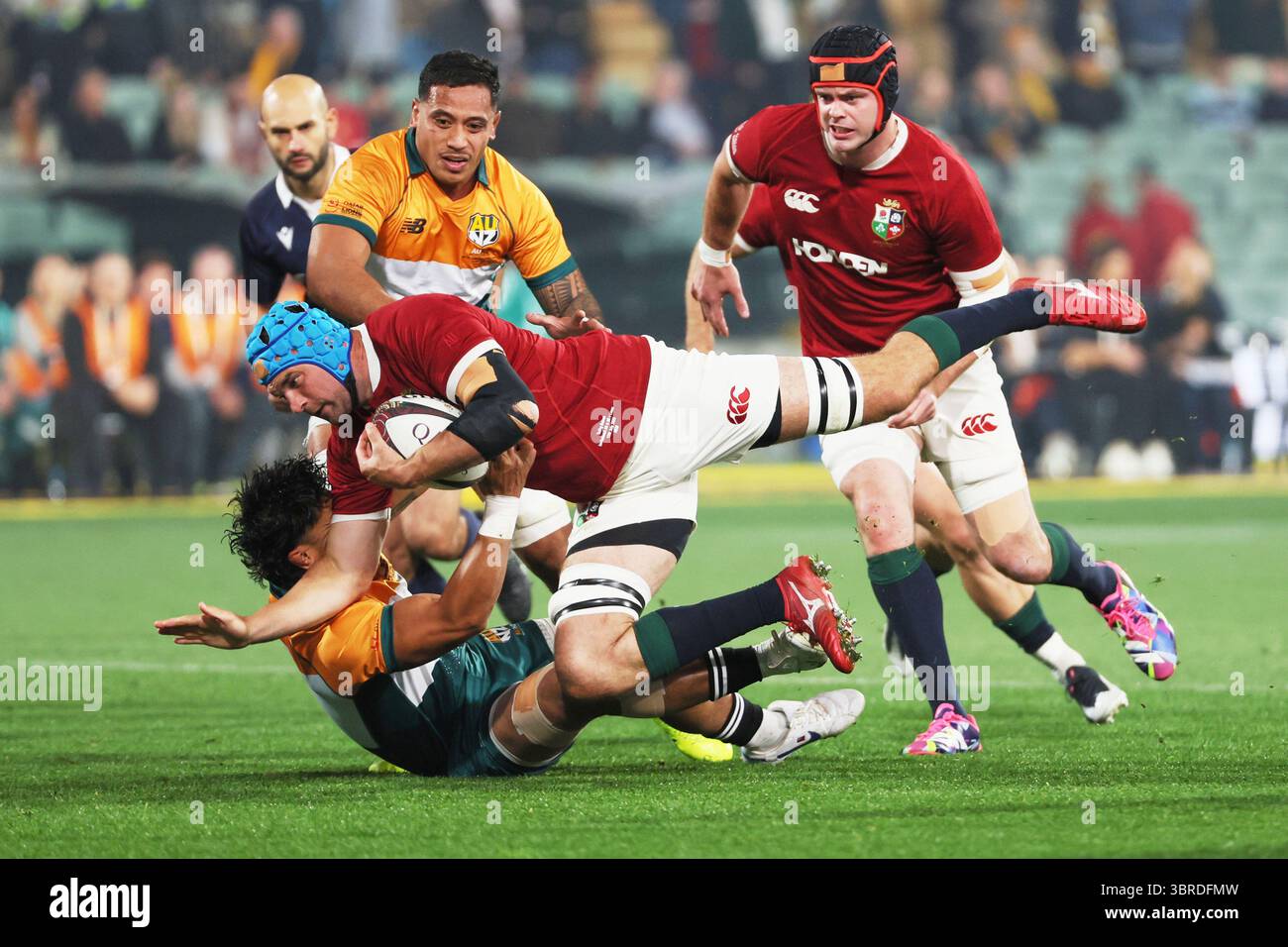 Tadhg Beirne of the British & Irish Lions is tackled during the rugby ...