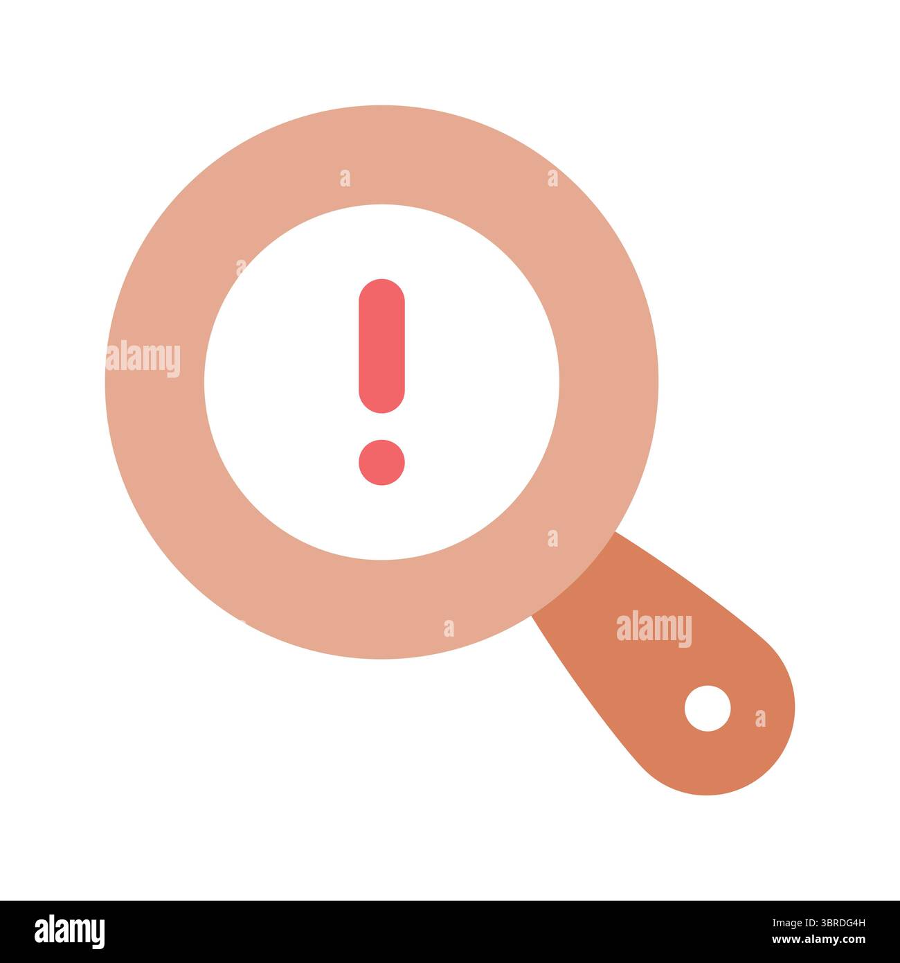 Exclamation mark under magnifier denoting icon of threat detection ...