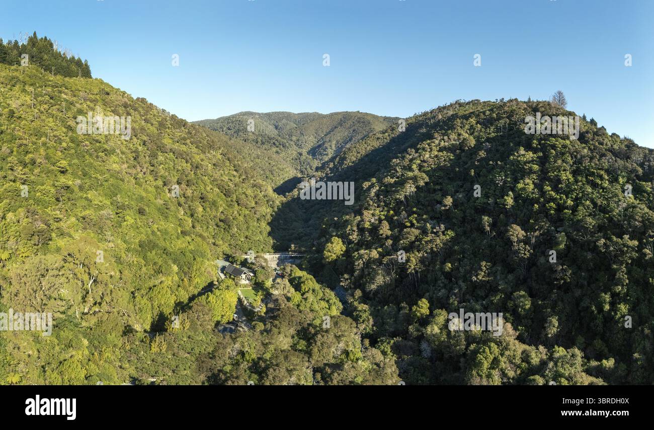 Aerial view of the Brook Sanctuary, a protected reserve for native ...
