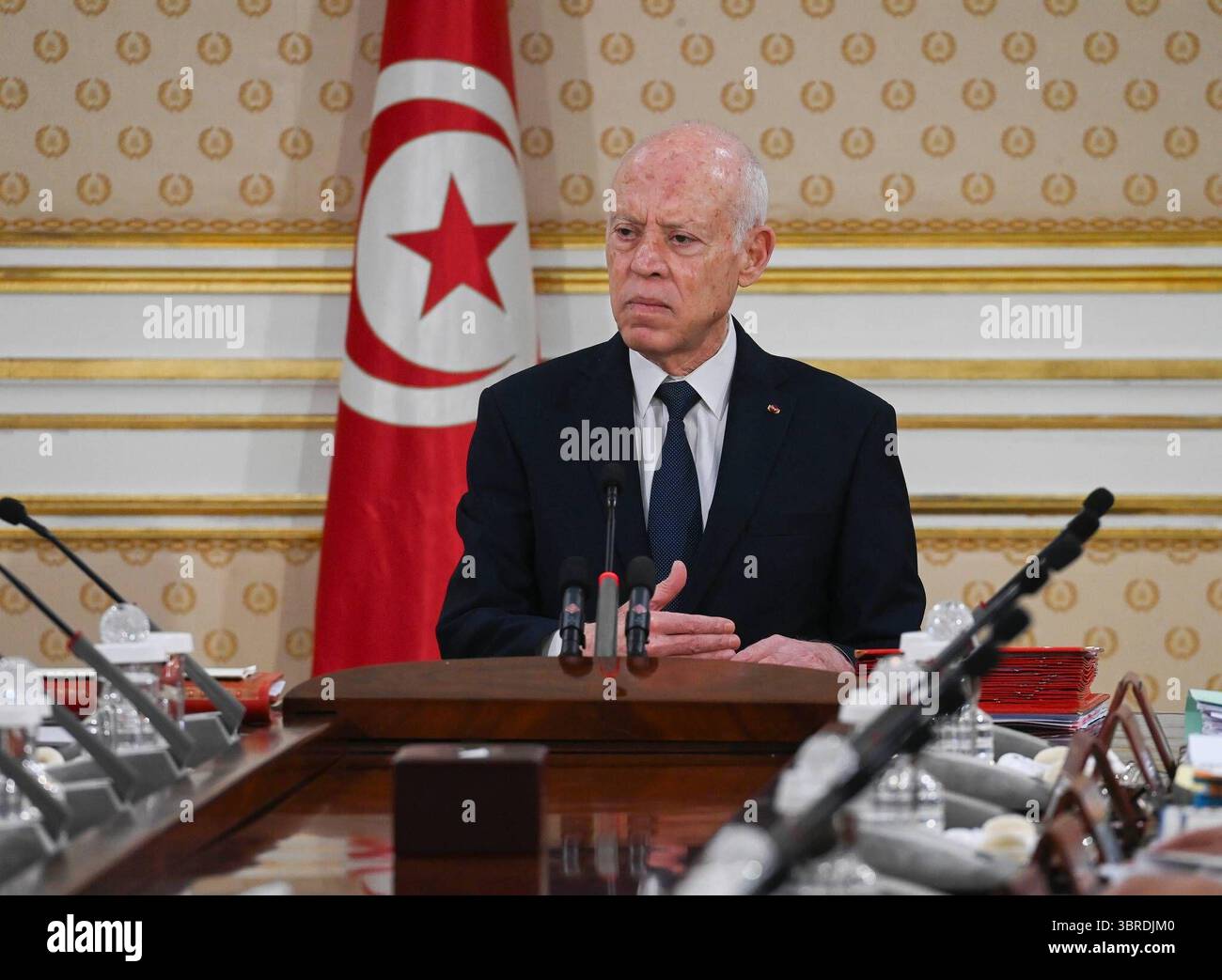 Tunisian President, Kais Saied, chairs a Tunisian Cabinet meeting ...