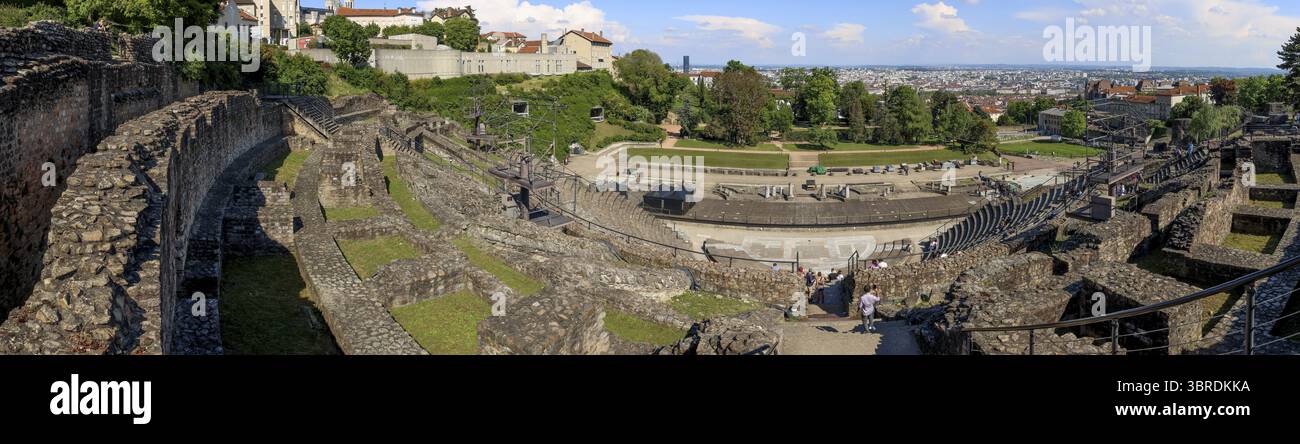 Panoramic photo of the ancient Roman amphitheatre Theatre Gallo Romain ...