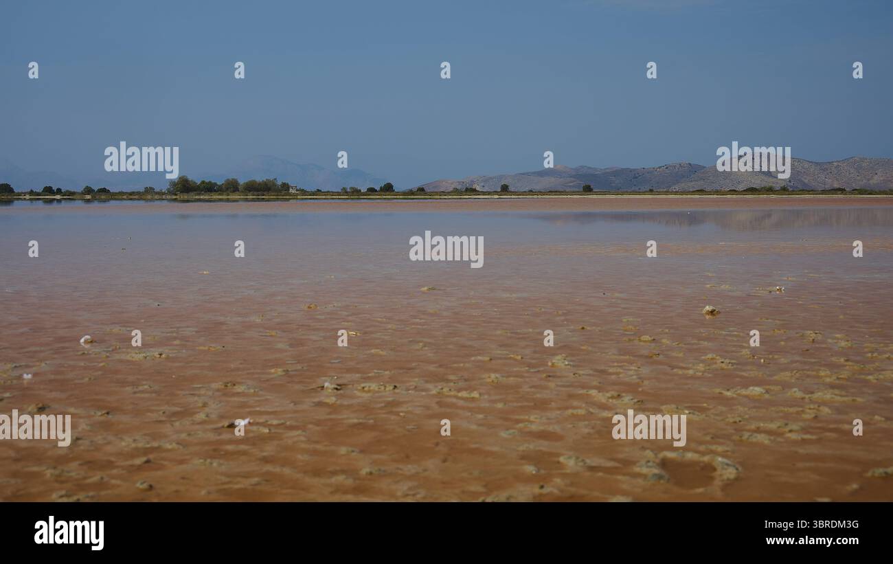 Expansive landscape with muddy shores and long stretches of water under ...