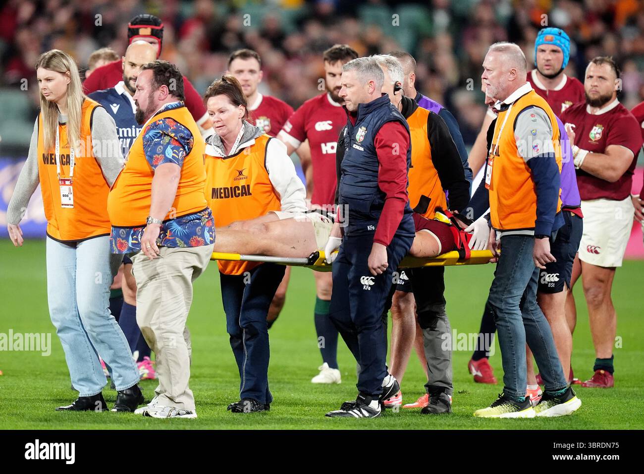 British and Irish Lions' Luke Cowan-Dickie is carried off the field on ...