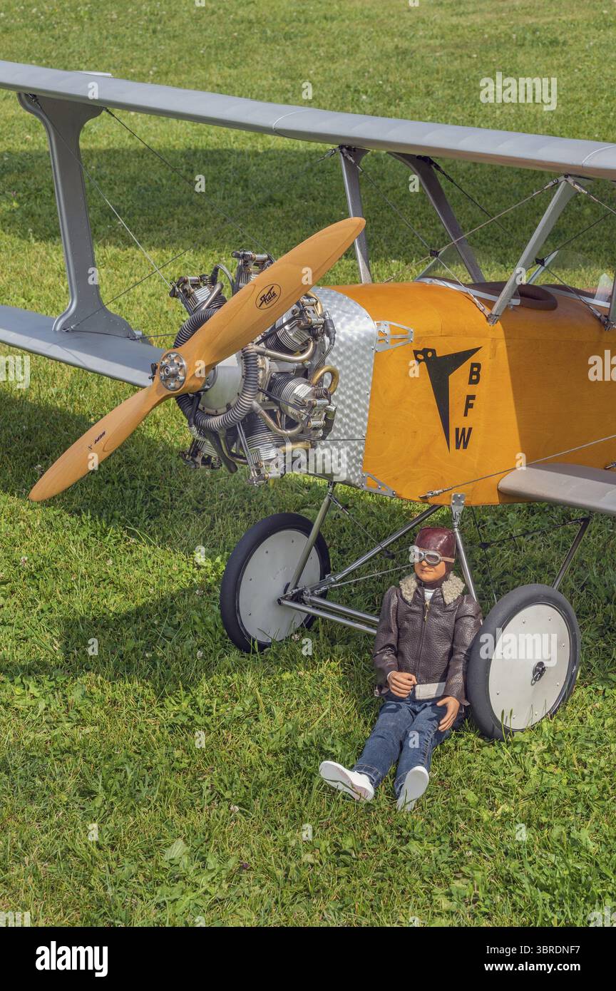 Aircraft, U 12 Flamingo, as a small model aeroplane with pilot dummy at ...