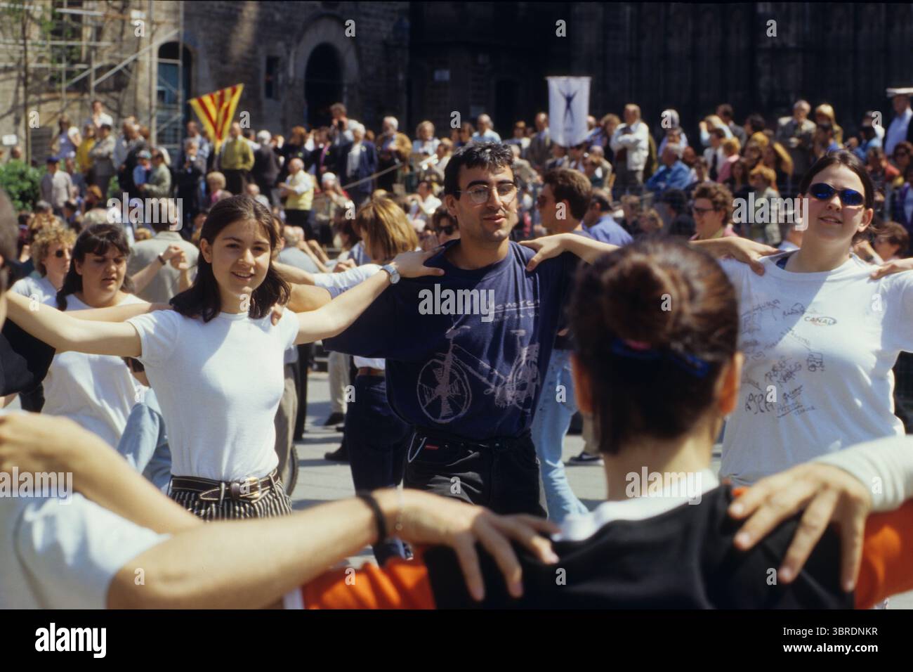 spain barcelona catalan cathedral plaza traditional sardanes dance ...