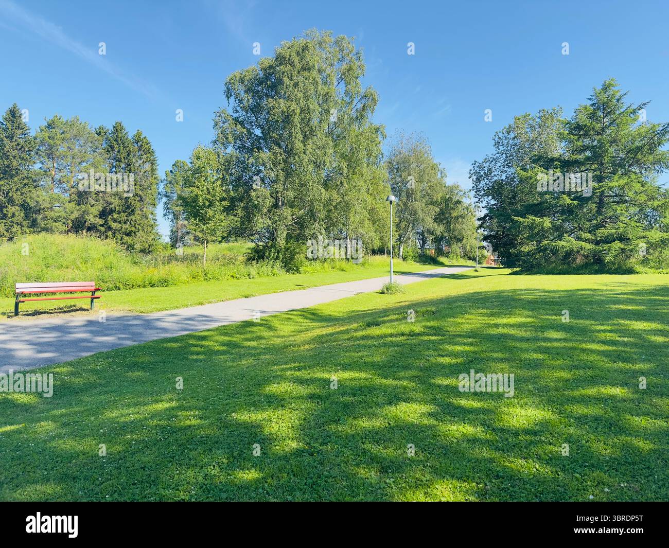 Enjoy the tranquility of this sunny park with a walking path and lush ...