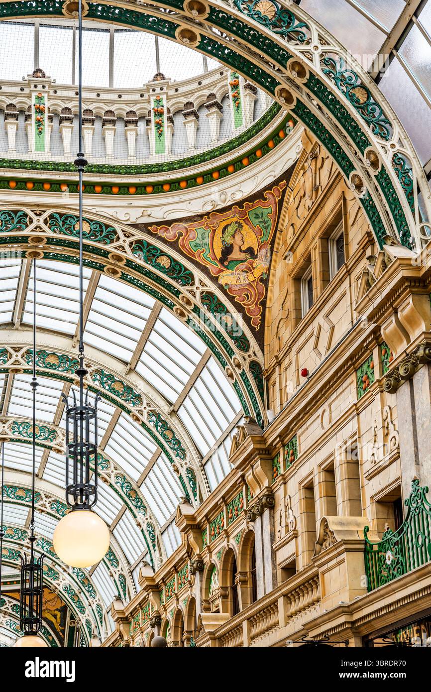 Interior view of County Arcade, a richly decorated Victorian shopping ...
