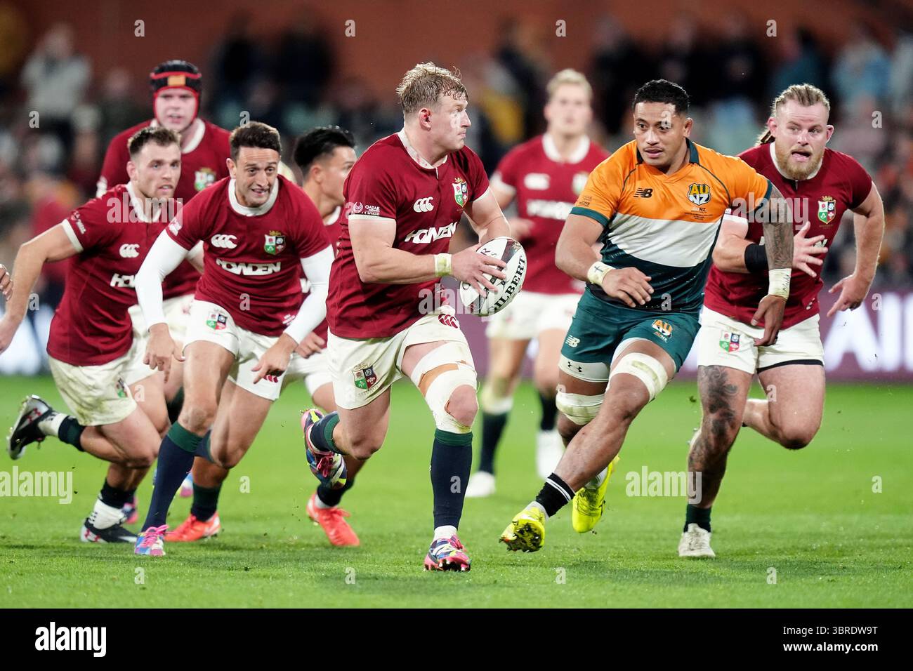 British and Irish Lions' Jac Morgan (centre) in action during the Qatar ...