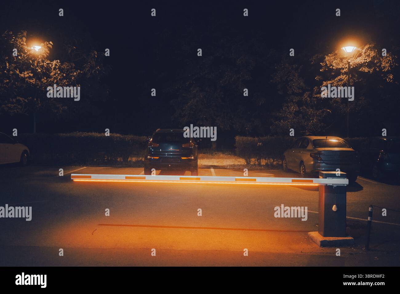 The ramp in front of the building's parking lot, night scene Stock ...