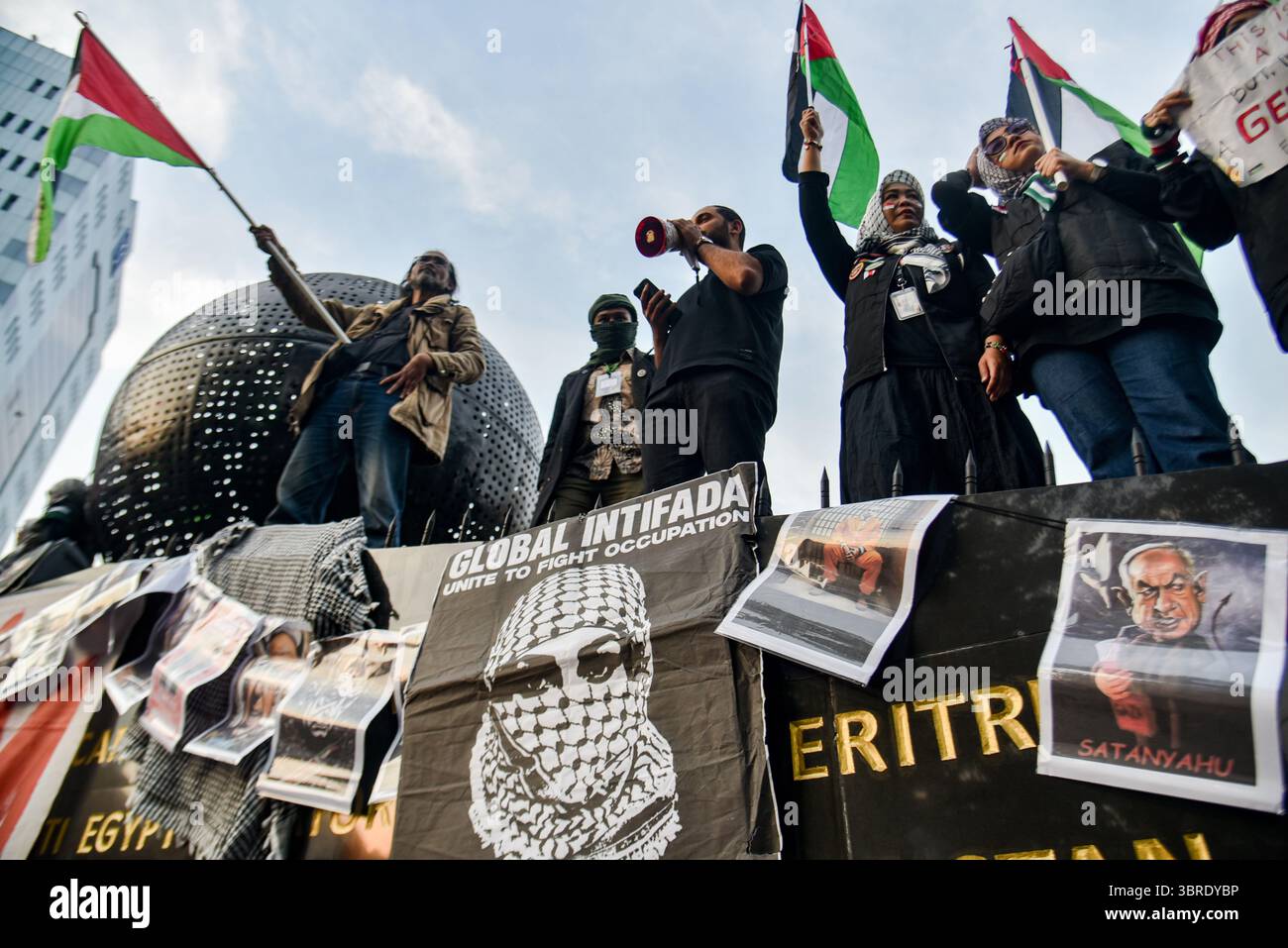 July 12, 2025, Bandung, West Java, Indonesia: Protesters unfurled ...