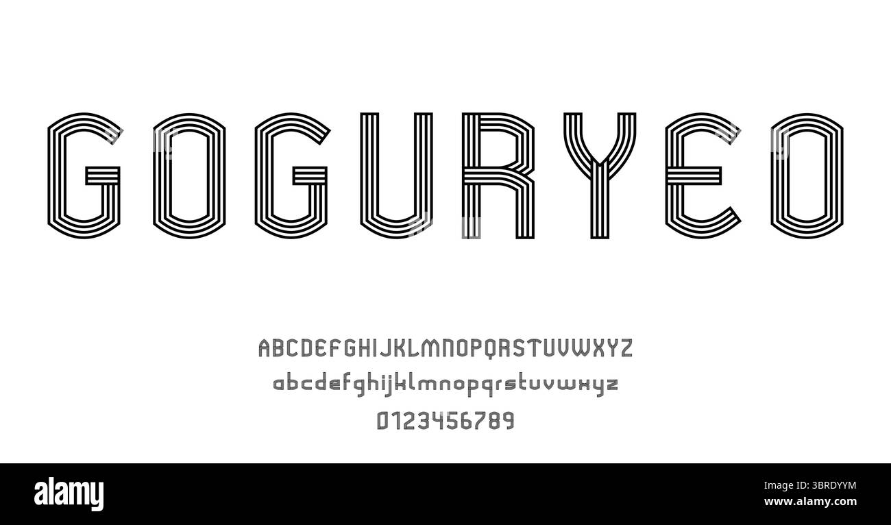 Set of alphabets font letters and numbers modern abstract design with ...