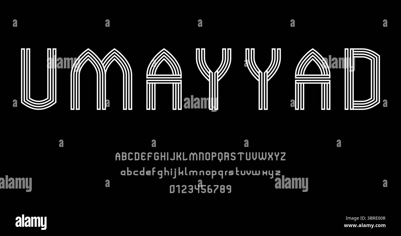 Set of alphabets font letters and numbers modern abstract design with ...