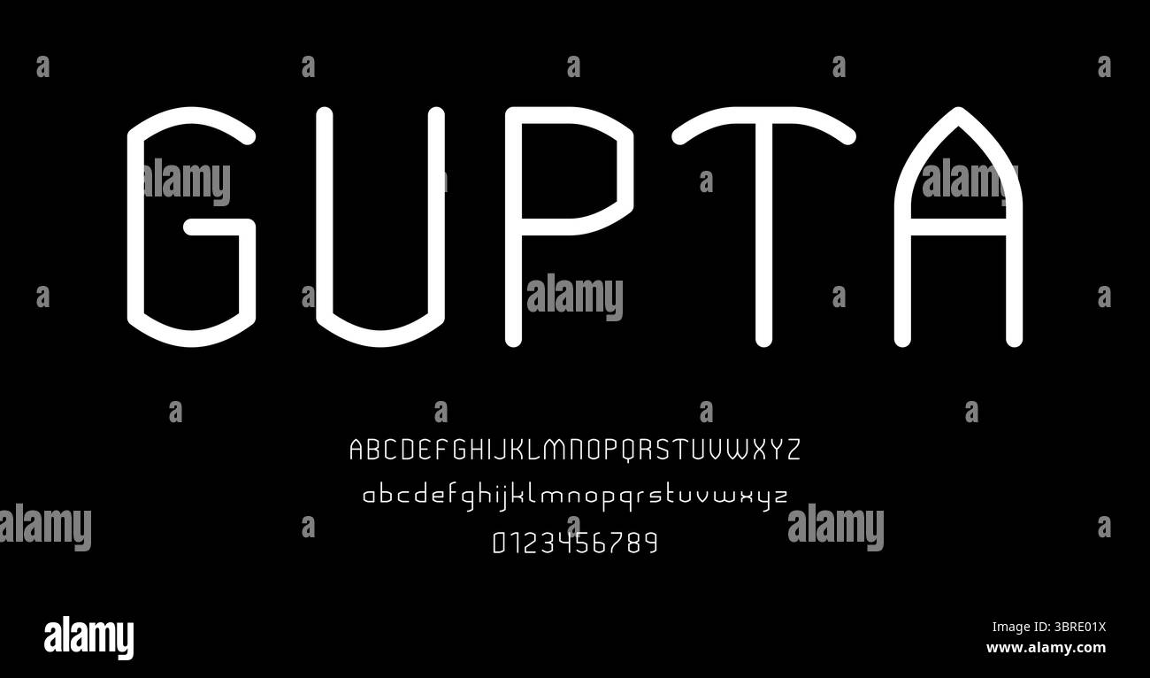 Set of alphabets font letters and numbers modern abstract narrow design ...