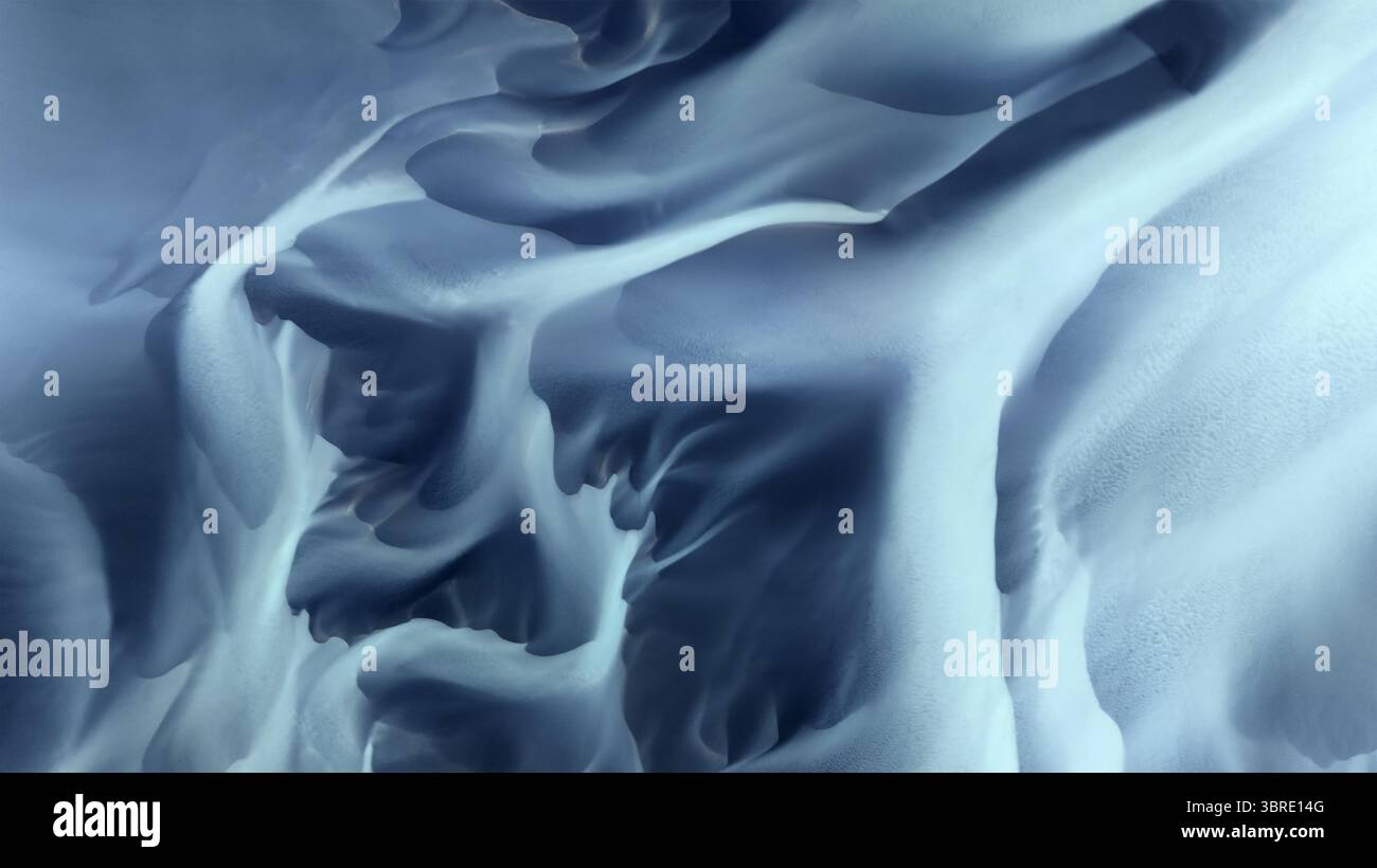 Aerial view of glacial rivers intertwine like delicate brushstrokes ...