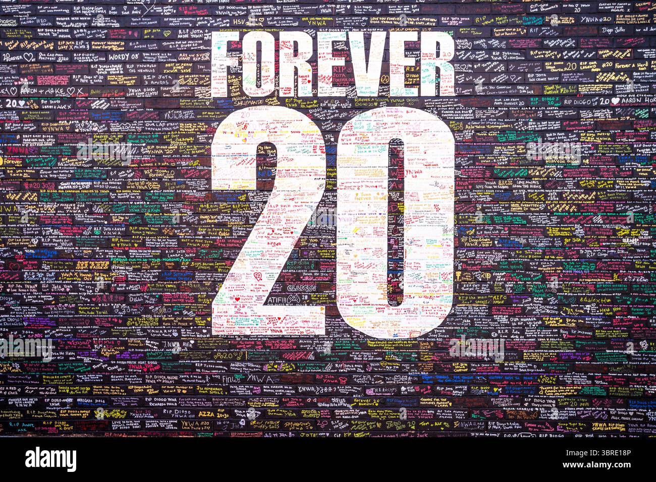 Close up of the dozens of messages and tributes left on the Forever ...