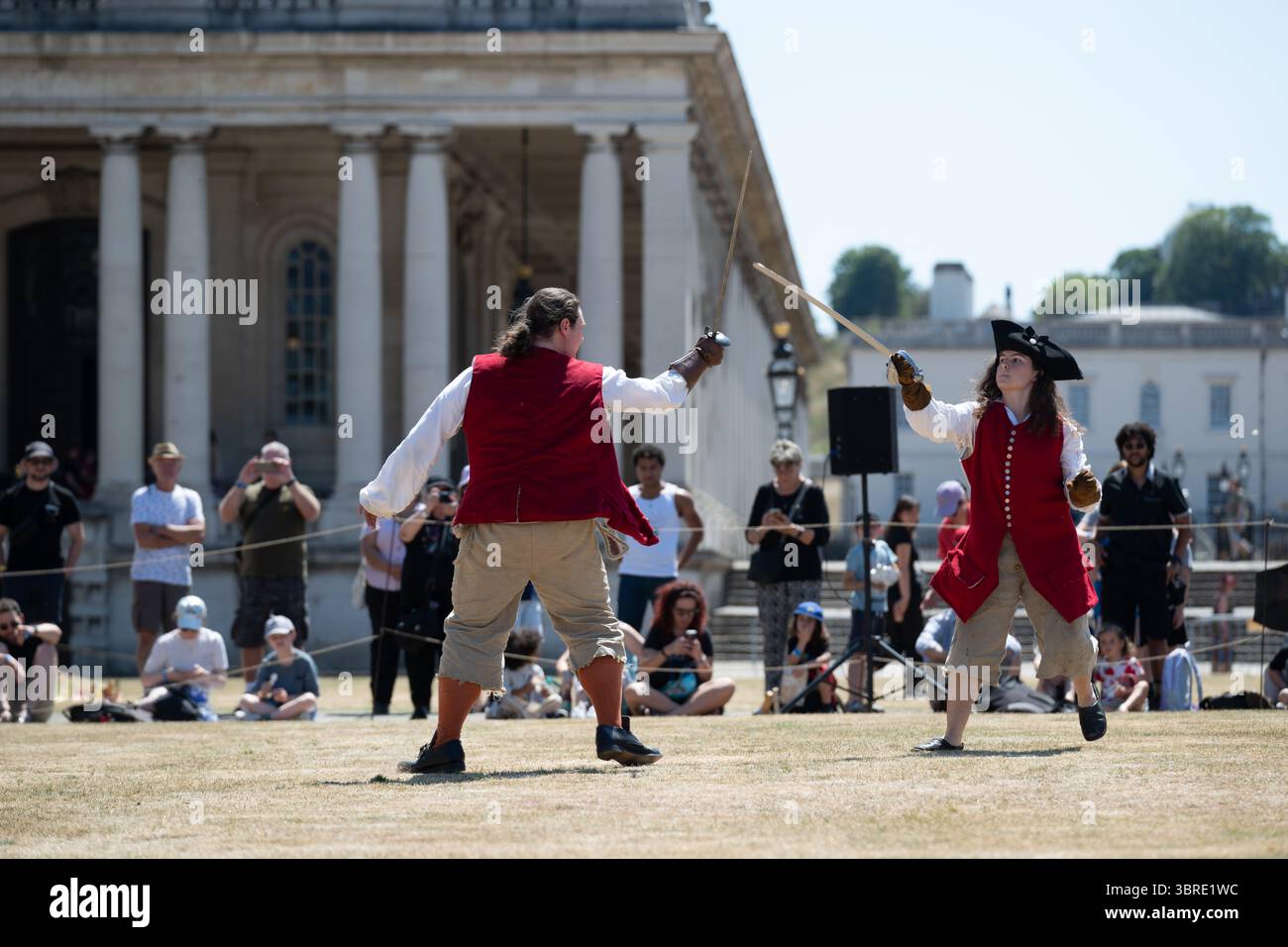 London, UK, 12th July 2025, Pirates swarm the Old Royal Naval College ...