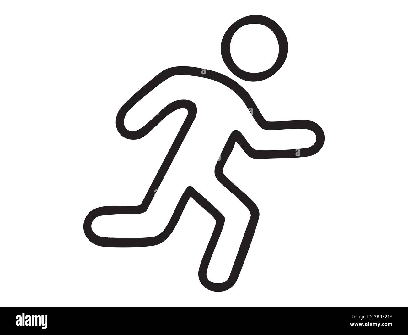 Black outline of running figure icon isolated on white background ...