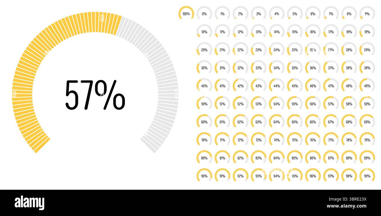 Set of circular sector arc percentage diagrams meters progress bar from ...