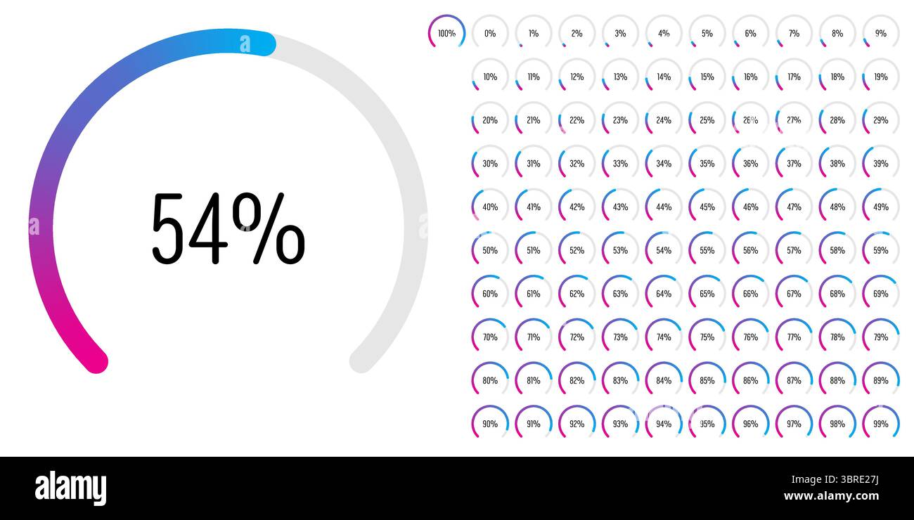 Set of circular sector arc percentage diagrams meters progress bar from ...