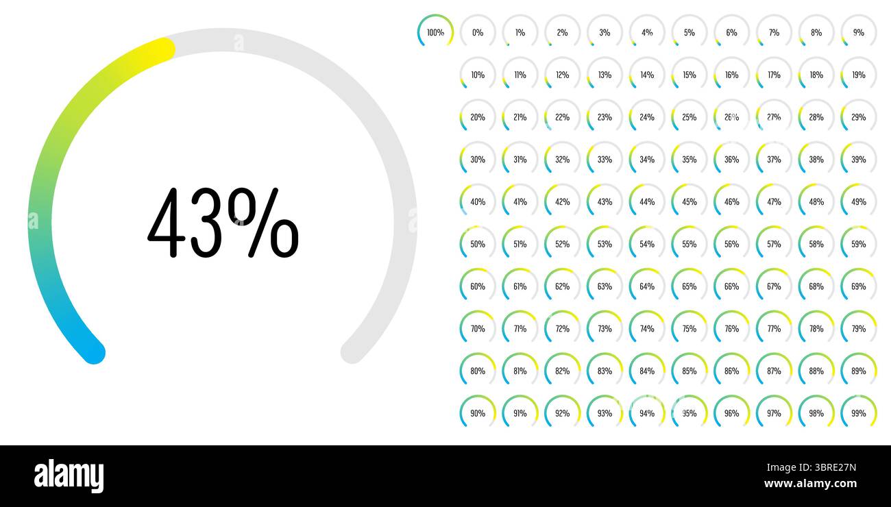 Set of circular sector arc percentage diagrams meters progress bar from ...
