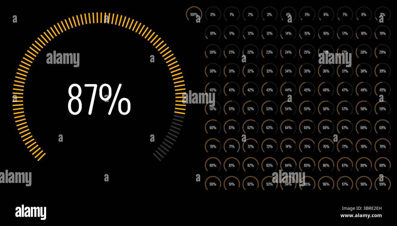 Set of circular sector arc percentage diagrams meters progress bar from ...