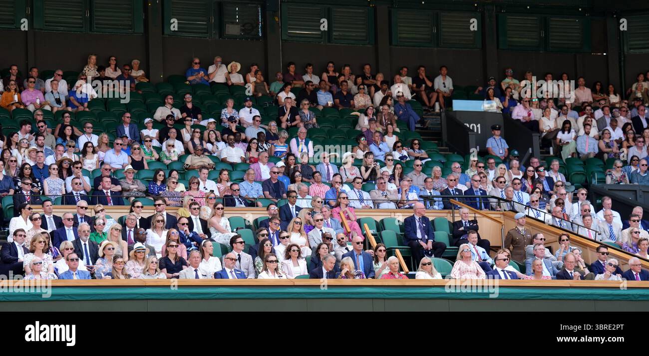 A general view of the Royal Box during the Gentlemen's Doubles Final on ...