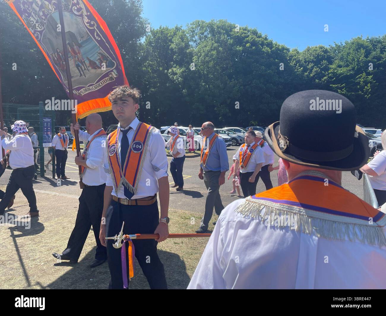 People taking part in the Twelfth of July celebrations in Lisburn, Co ...